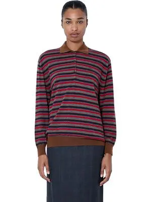 Prada Striped Polo Sweater - Red