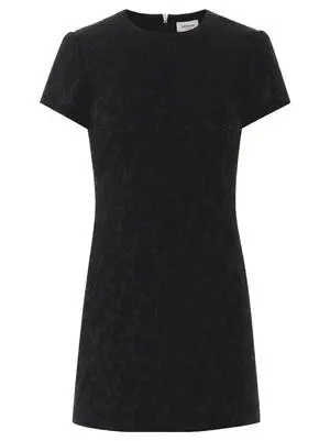 Saint Laurent Jacquard Mini Dress With Monogram Logo - Black
