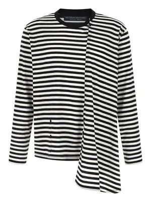 Yohji Yamamoto Paneled Striped Cotton Jersey Sweater - Multicolor