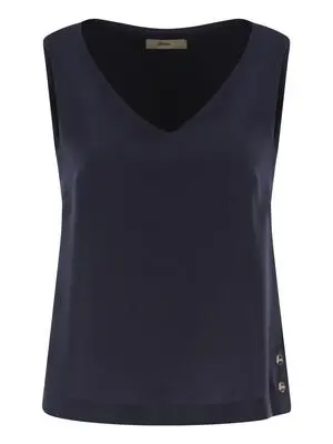Herno V-neck Cady Sleeveless Top - Blue