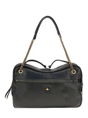 VIVIENNE WESTWOOD Textured Leather Shoulder Bag - Black