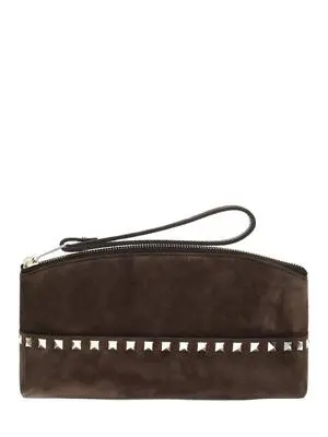 Valentino Garavani Rockstud Suede Pouch - Brown