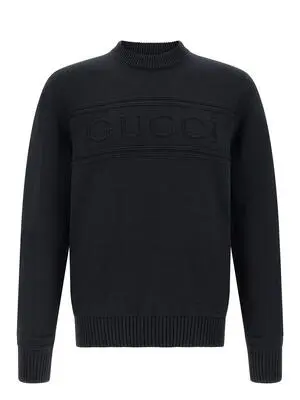 Gucci Intarsia Knit Cotton And Wool Sweater - Blue