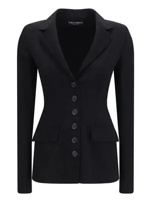 Dolce & Gabbana Stretch Wool Single-breasted Tailored Jacket - Black