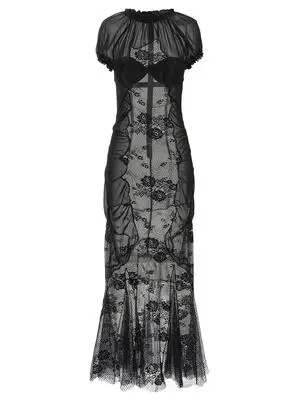 Attico Lace Tulle Dress - Black