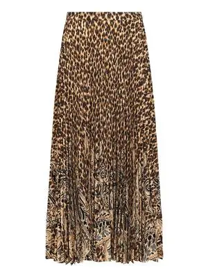 ETRO ETRO Printed Stretch Sablé Long Pleated Skirt