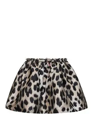Givenchy Beige Leopard Jacquard Flared Mini Skirt - Multicolor