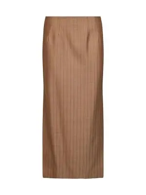 Etro Camel Striped Wool Jacquard Straight Midi Skirt - Multicolor