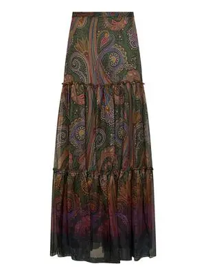 Etro Silk Chiffon Tiered Maxi Skirt - Multicolor