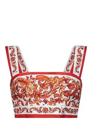 DOLCE & GABBANA DOLCE & GABBANA Maiolica-Print Bralette Top