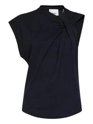 Isabel Marant Étoile Marant Etoile Women Black Cotton Jersey Nayda Asymmetric T-Shirt Multicolor