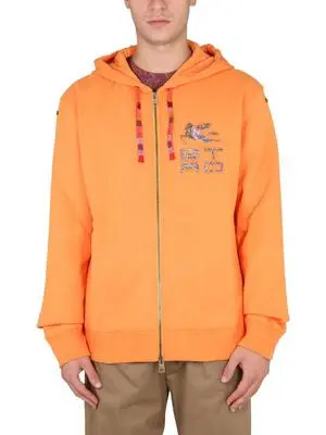 Etro Zip Hoodie With Graphic Detail - Orange