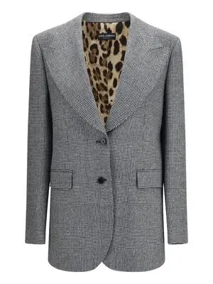 Dolce & Gabbana Prince Of Wales Single Breasted Blazer - Gray