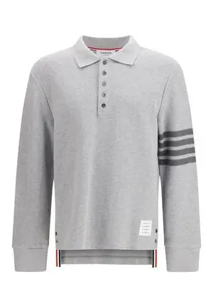 Thom Browne Piqué Long-sleeve Polo - Gray