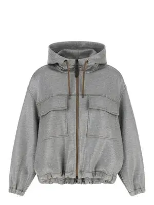 Brunello Cucinelli Shiny Zipper Pull' Bomber Jacket - Silver