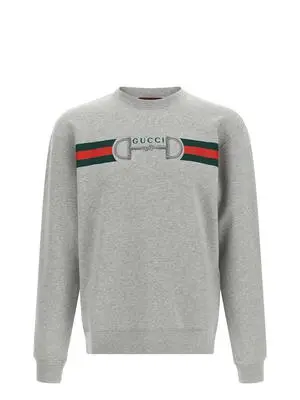 Gucci Web Ribbon And Horsebit Sweatshirt - Gray
