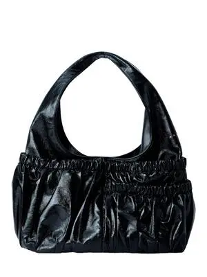 Marni Gathered Leather Shoulder Bag - Black