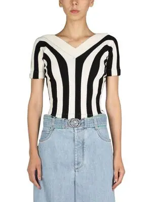 Bottega Veneta Striped Pattern Top - Black