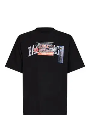 Balenciaga Black Bumper Stickers Medium Fit T-shirt - Multicolor