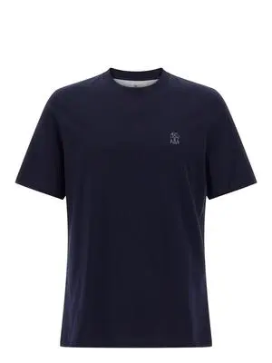 Brunello Cucinelli Logo Print T-shirt - Blue