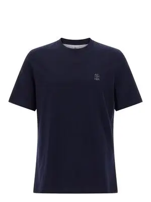 Brunello Cucinelli Logo Print T-shirt - Blue