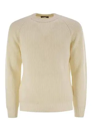 Peserico Crew-neck Rib Sweater - White