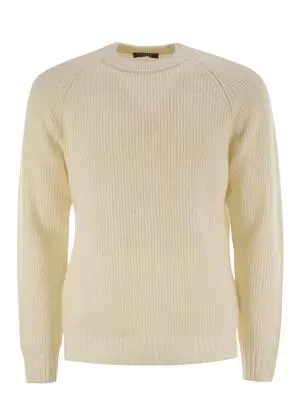 Peserico Crew-neck Rib Sweater - White