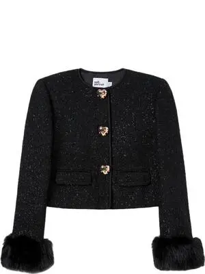 SELF-PORTRAIT Boucle Fur Cuff Jacket - Multicolor