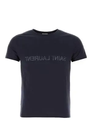 Saint Laurent Navy Cotton T-shirt - Blue