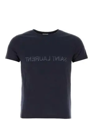 Saint Laurent Navy Cotton T-shirt - Blue