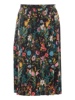 Gucci Flora Allover Printed Silk Midi Skirt - Multicolor