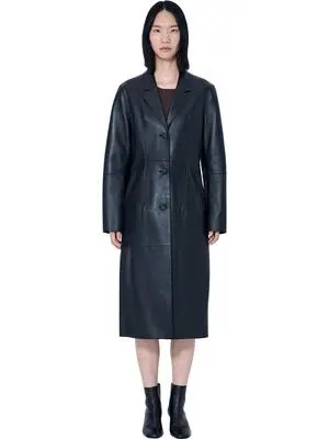 TOTEME Slim Leather Coat - Black