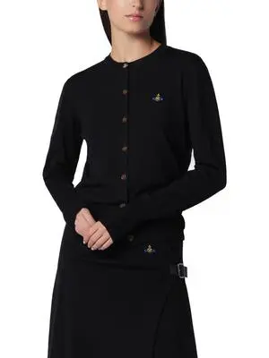 VIVIENNE WESTWOOD Wool Cardigan With Orb Logo - Black