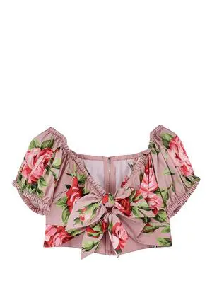 Dolce & Gabbana Cotton Top With Iconic Print - Multicolor