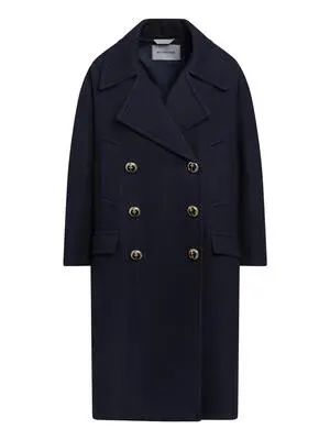 Balenciaga BALENCIAGA Textured Wool Pea Coat Blue