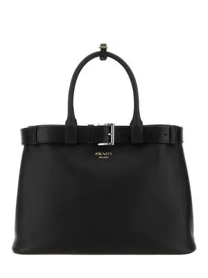 Prada Leather Buckle Handbag - Black