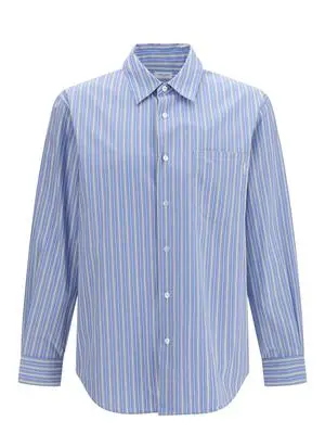 Saint Laurent Cassandre Striped Cotton Shirt - Blue