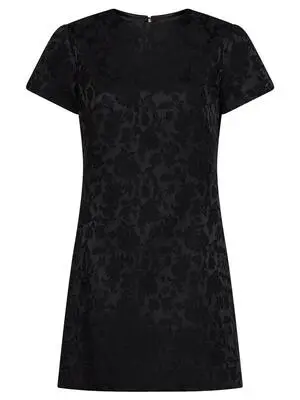 Saint Laurent Black Floral Jacquard Satin Mini Dress - Multicolor