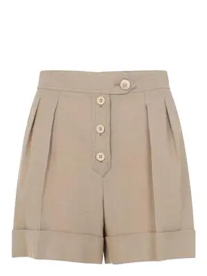 Valentino Garavani VALENTINO Viscose And Linen Blend Tailored Shorts Multicolor