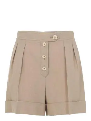 Valentino Garavani Viscose And Linen Blend Tailored Shorts - Multicolor