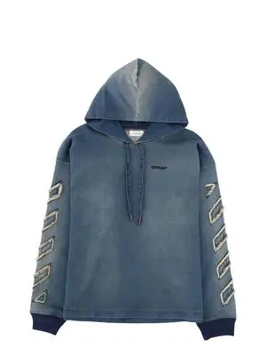 Off-White Denim Hoodie With Diag Details - Blue