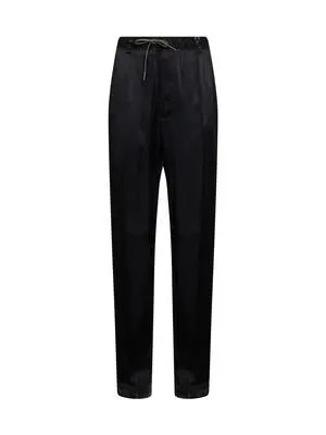 MAISON MARGIELA Black Satin Drawstring Trousers - Multicolor
