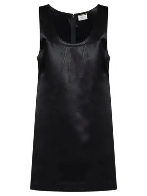 Saint Laurent Black Satin Cassandre Sheath Mini Dress - Multicolor