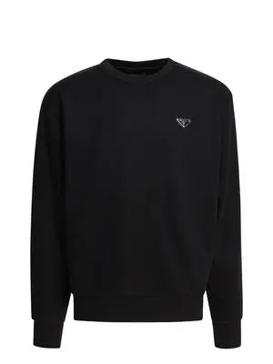 Prada Enameled Triangle Logo Cotton Sweatshirt - Multicolor
