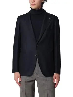 Tagliatore Navy Single-breasted Wool And Cashmere Jacket - Blue