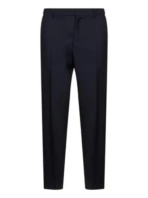 JIL SANDER Dark Blue Wool And Mohair Tapered Trousers - Multicolor