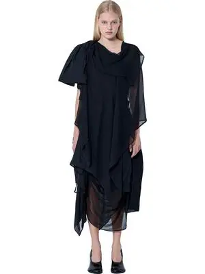Yohji Yamamoto Asymmetric Layered Dress - Black