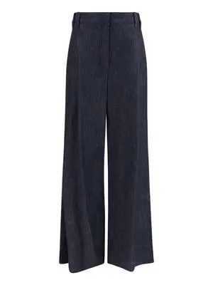 BRUNELLO CUCINELLI Brunello Cucinelli Women Denim Effect Twill Wide Pants