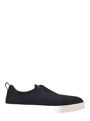 Santoni Santoni Men Suede Leather Slip-On Trainers With Rubber Sole Blue