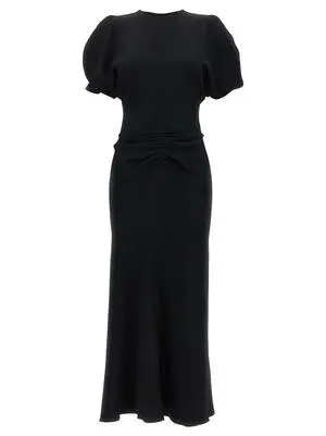 Victoria Beckham Gathered Waist Midi Dress - Black